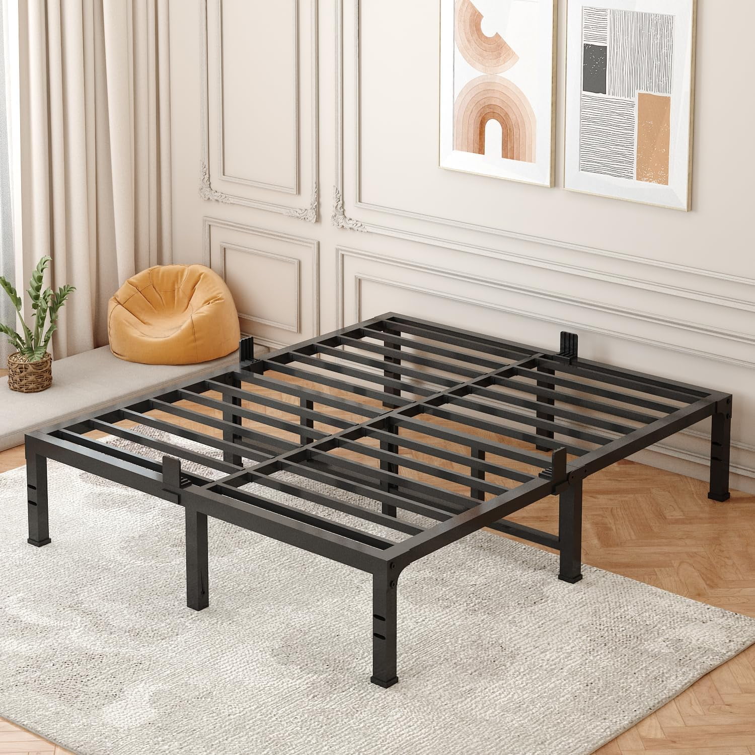 California King Bed Frame 14 Inch Tall 3500 lbs Heavy Duty Metal ...