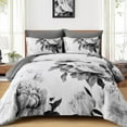 California King Comforter Set 7 Piece Bed in a Bag, Grey Floral Printed ...