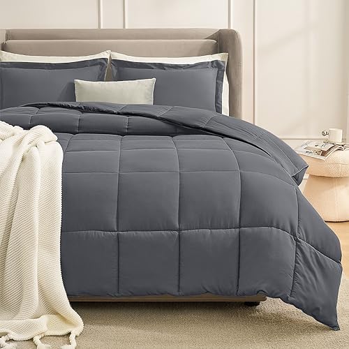 California King Comforter Set Dark Grey, Lightweight Cal King Comforter ...
