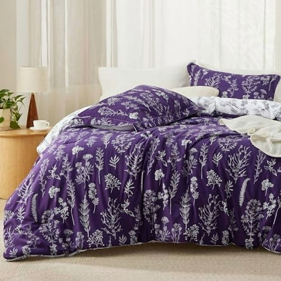 California King Comforter Set - Dark Purple Bed Set, 3 Pieces Cute ...