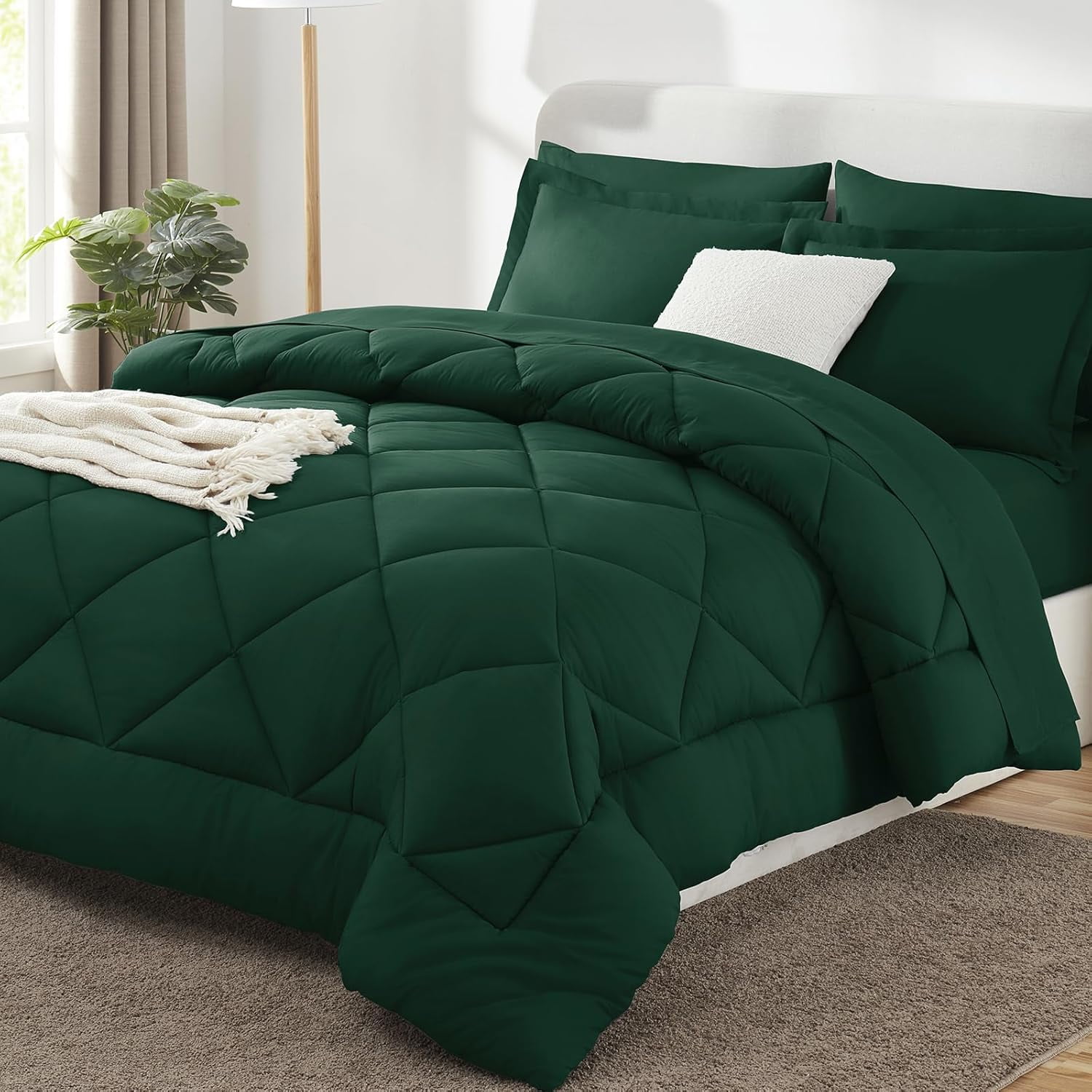 California King Comforter Set Emerald Green - 7 Piece Cal King Luxury ...