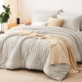 California King Comforter Set with Sheets 7 Pieces Beige Seersucker Bed ...
