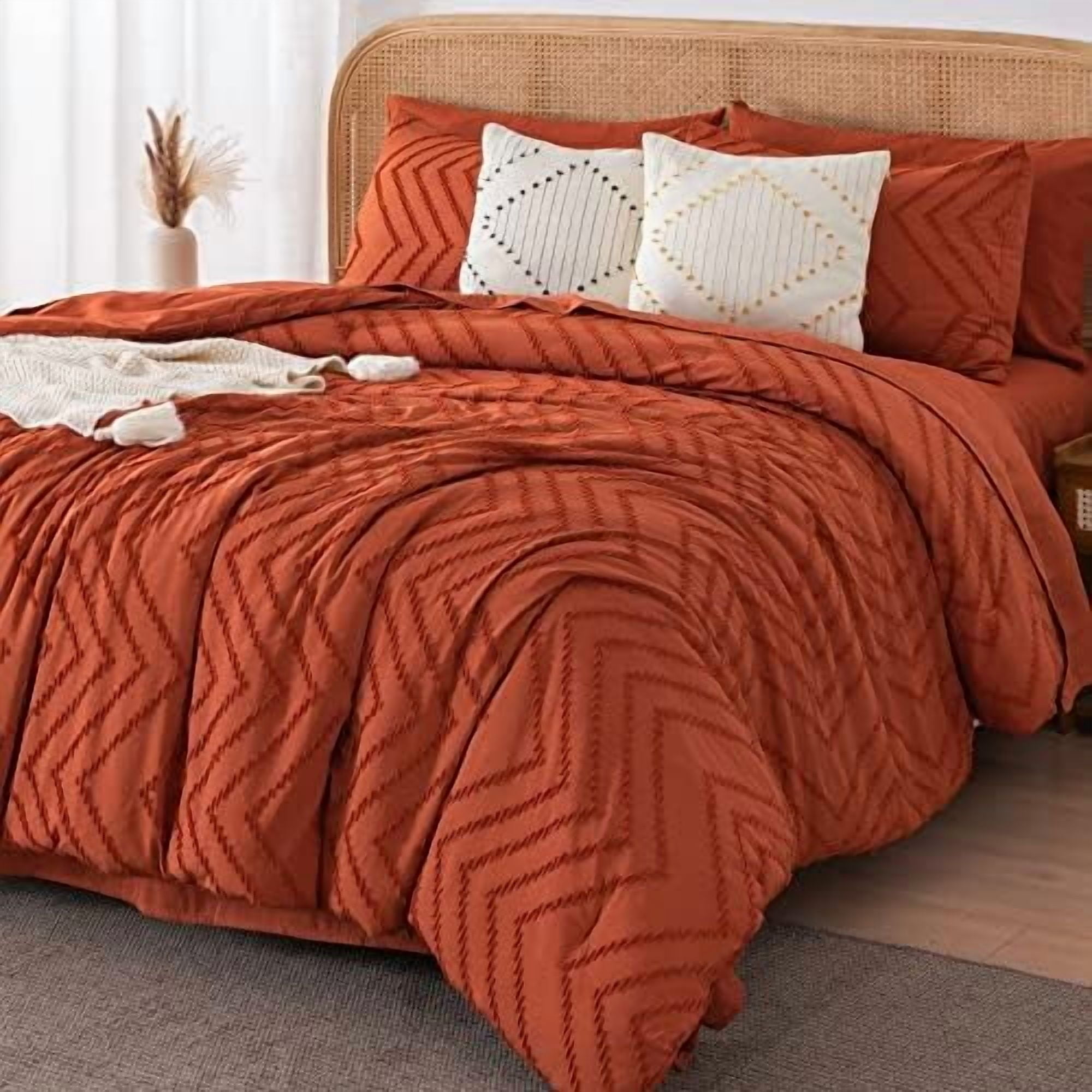 California King Comforter Set with Sheets Burnt Orange - 7 Pieces Bed ...