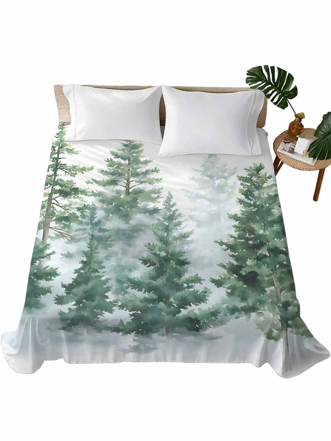 California King Flat Sheet 108"x98", Forest Green Soft Lightweight ...