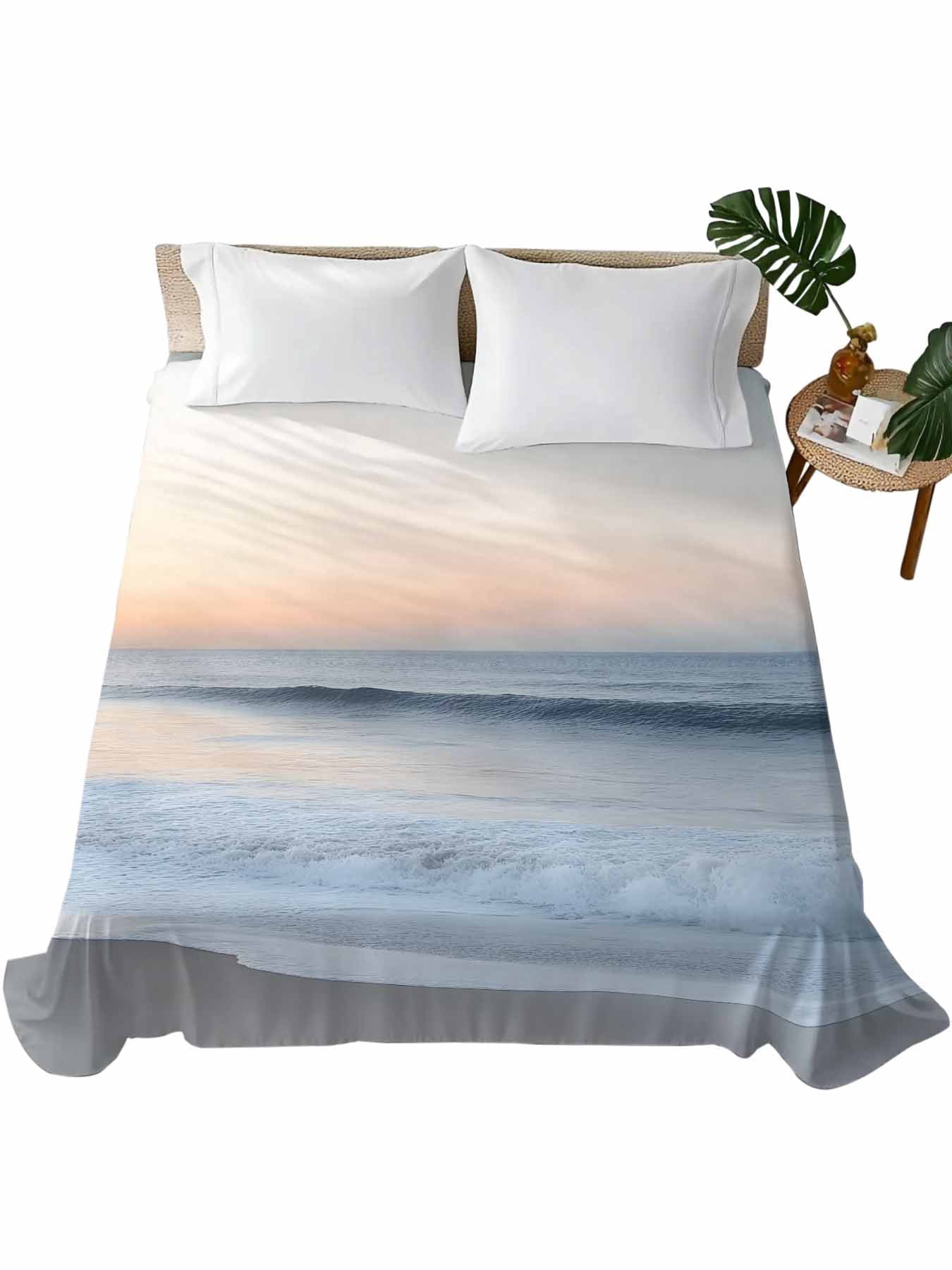 California King Flat Sheet 108"x98", Summer Beach Soft Lightweight ...