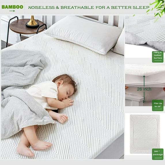 California King Mattress Cover Waterproof Bamboo Rayon Breathable 3D ...