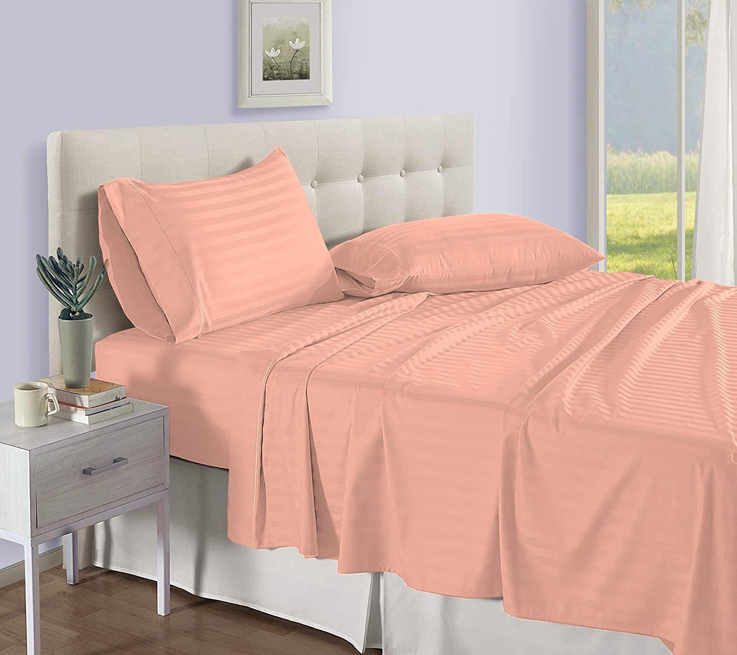 California King Size 500-Thread-Count 4-PCs Sheet Set, Single Ply Long ...