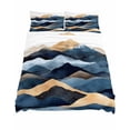 California King Size Abstract Graffiti Sheet Sets Blue Gold Stripe ...