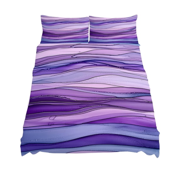 California King Size Abstract Ombre Purple Wave Sheet Sets Purple ...