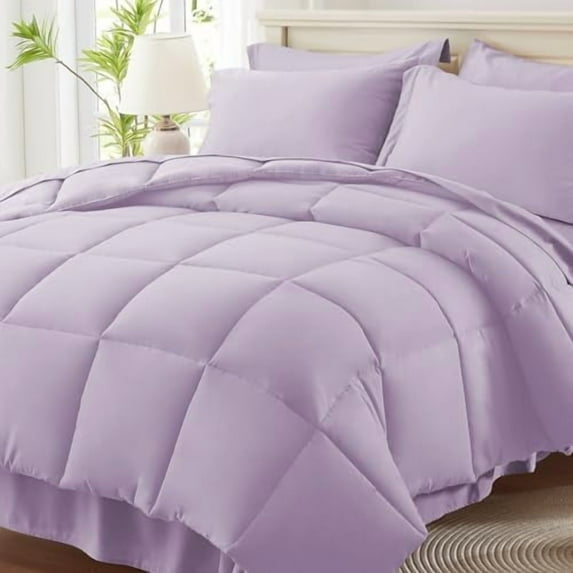 California King Size Bed in a Bag 7 Pieces,Lavender Cal King Comforter ...