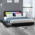 California King Size Bed Frame with 4 Storage Drawers, LED Lights ...