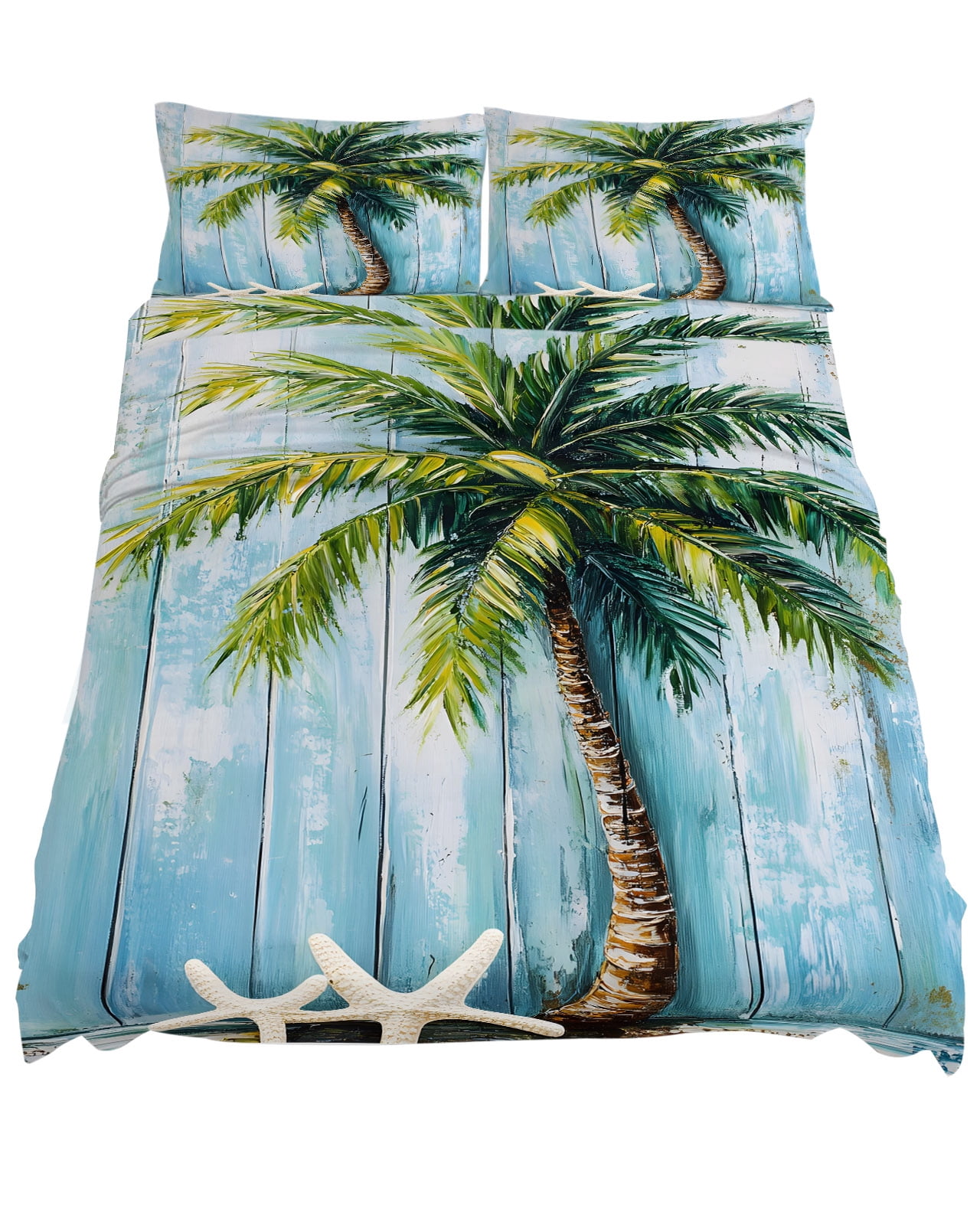 California King Size Coconut Tree Sheet Sets Nautical Blue Wood Grain ...