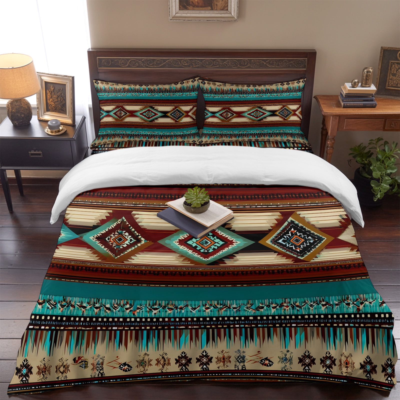 California King Size Duvet Cover 4 Piece Bedding Set Abstract Boho ...