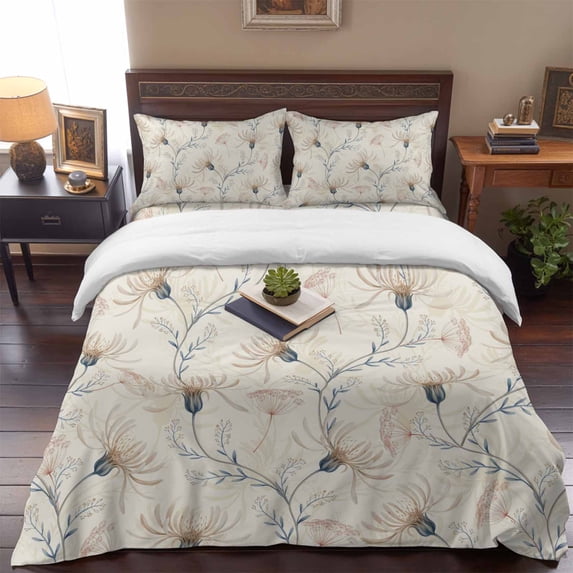 California King Size Duvet Cover 4 Piece Bedding Set Abstract Flower ...