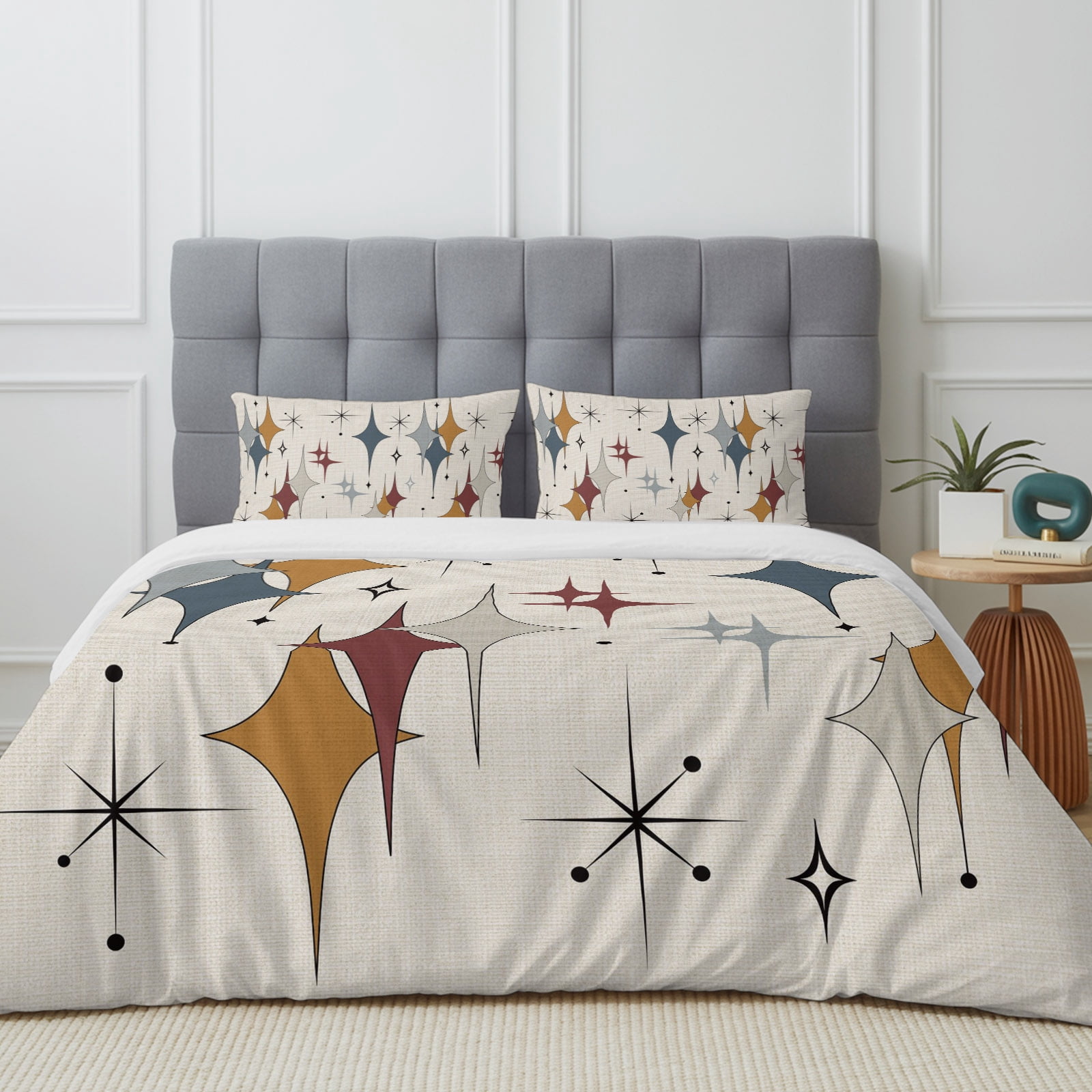 California King Size Duvet Cover 4 Piece Bedding Set Abstract Mid ...