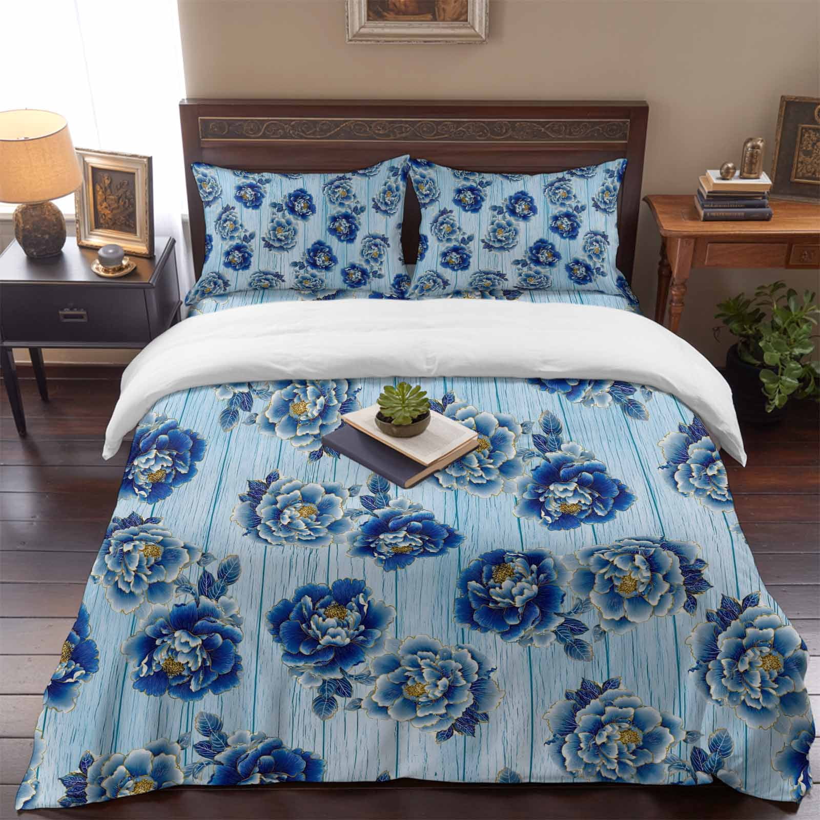 California King Size Duvet Cover 4 Piece Bedding Set Country Peony ...