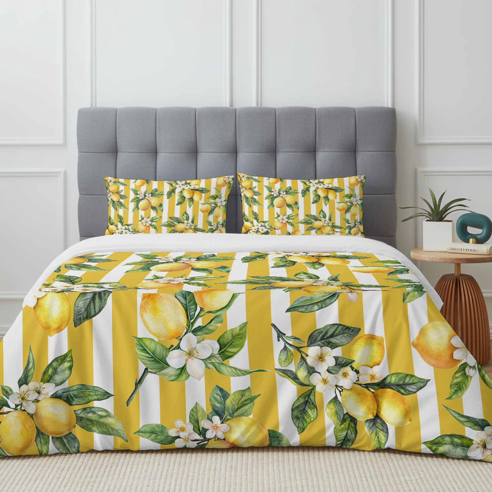 California King Size Duvet Cover 4 Piece Bedding Set Farm Lemon Fruit ...