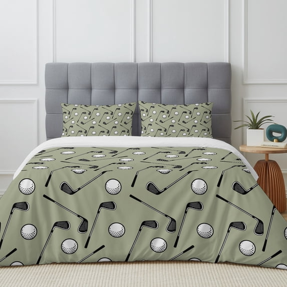 California King Size Duvet Cover 4 Piece Bedding Set Golf Ball Club ...