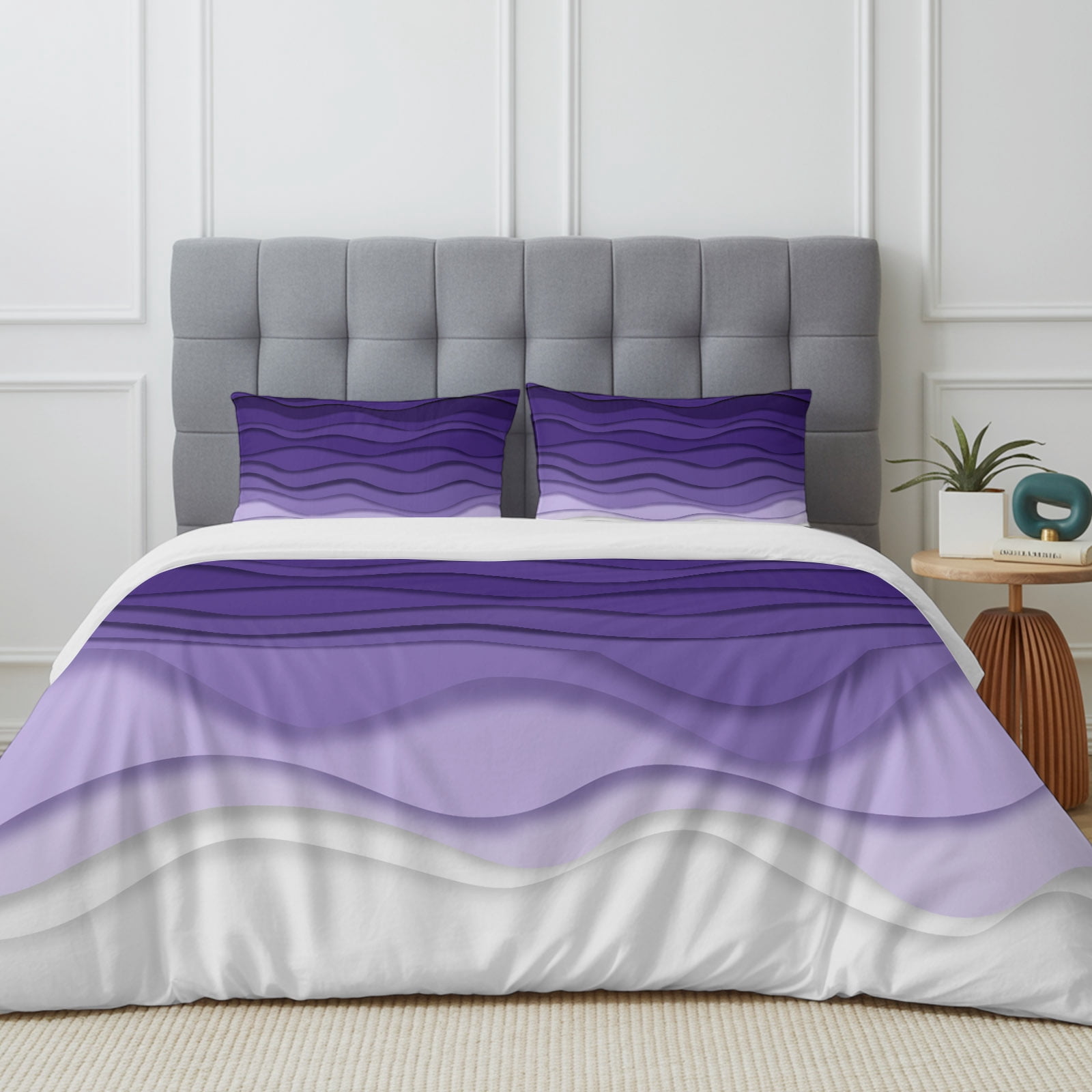 California King Size Duvet Cover 4 Piece Bedding Set Gradient Purple ...