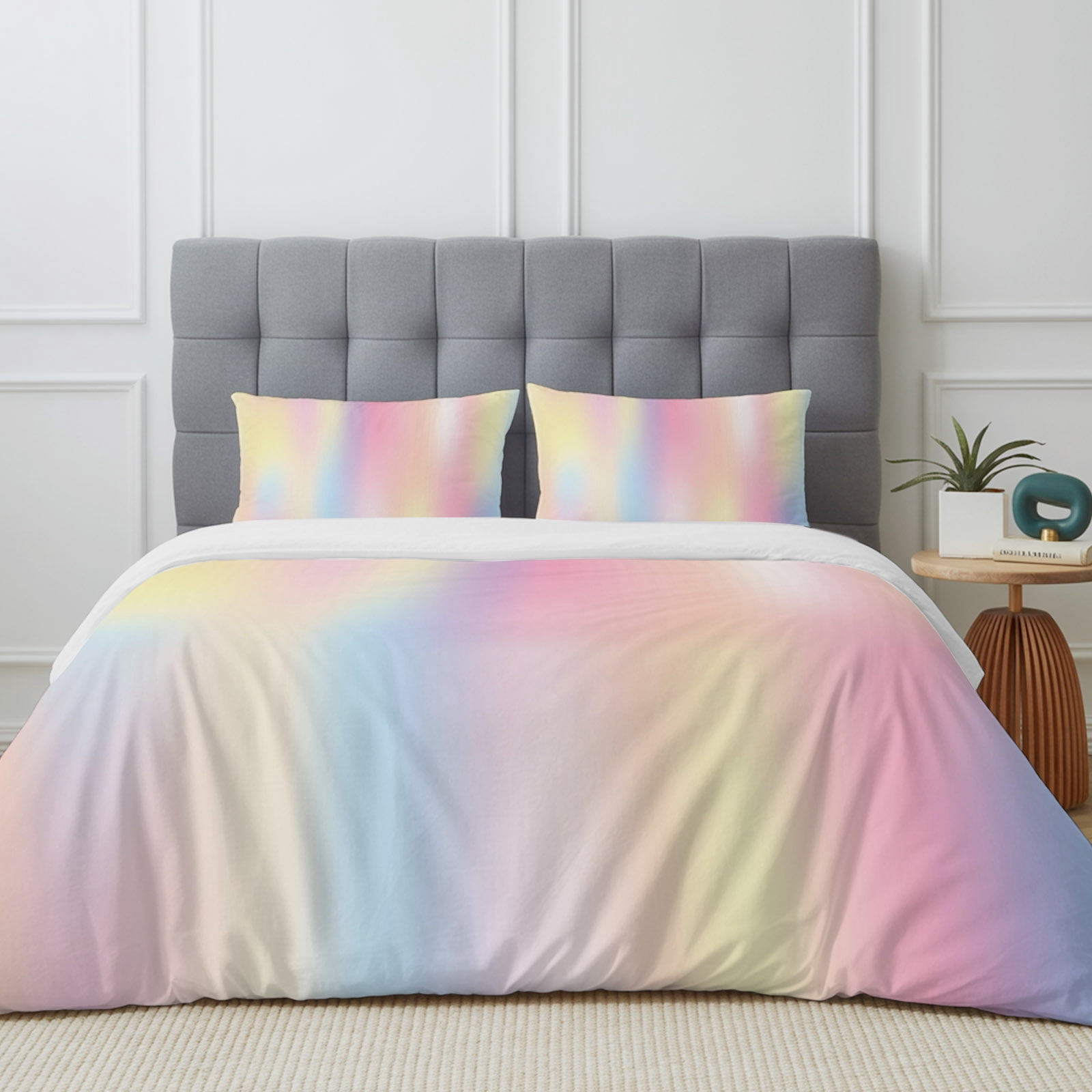 California King Size Duvet Cover 4 Piece Bedding Set Gradient Rainbow ...