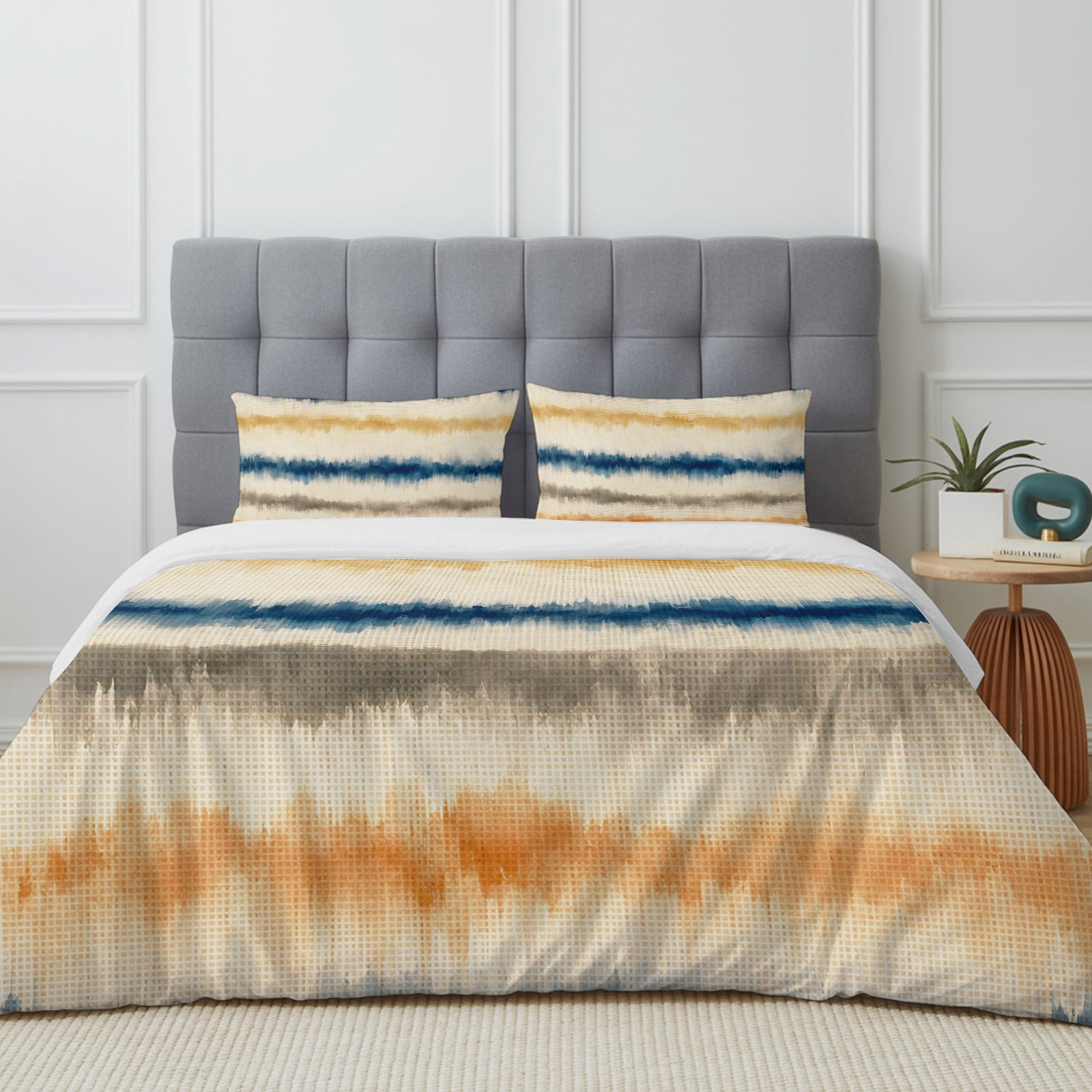 California King Size Duvet Cover 4 Piece Bedding Set Retro Horizontal ...