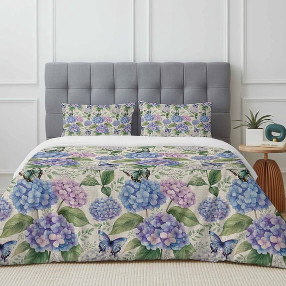 California King Size Duvet Cover 4 Piece Bedding Set Retro Hydrangea ...