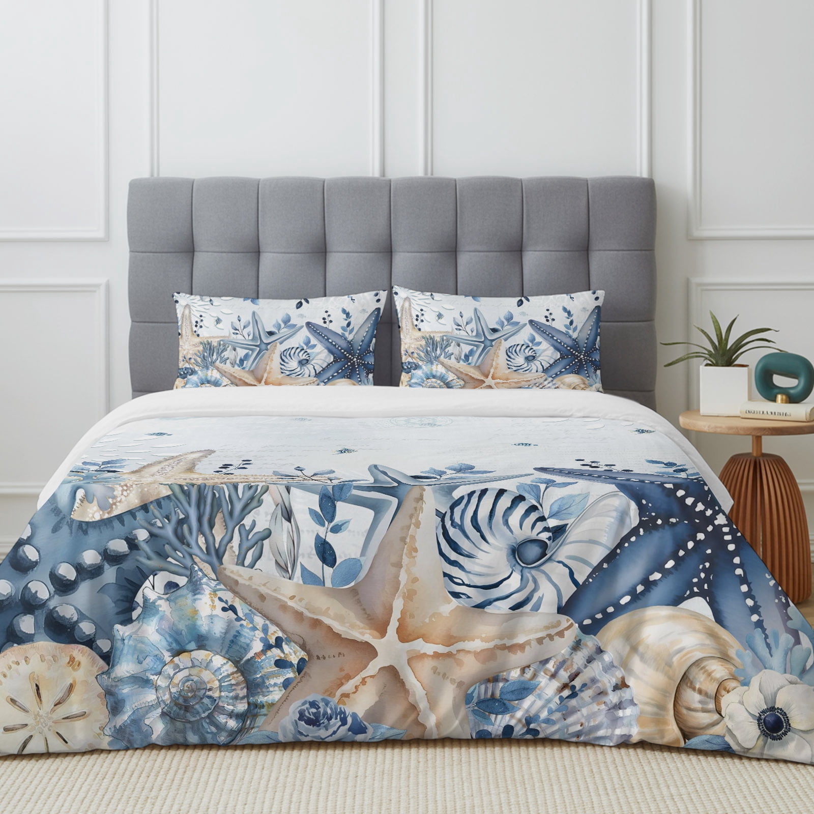 California King Size Duvet Cover 4 Piece Bedding Set Sea Stars Shells ...