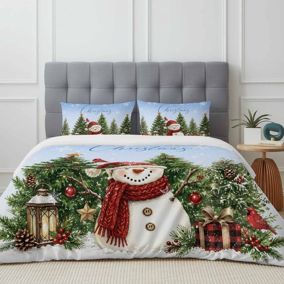 California King Size Duvet Cover 4 Piece Bedding Set Snowman Christmas ...