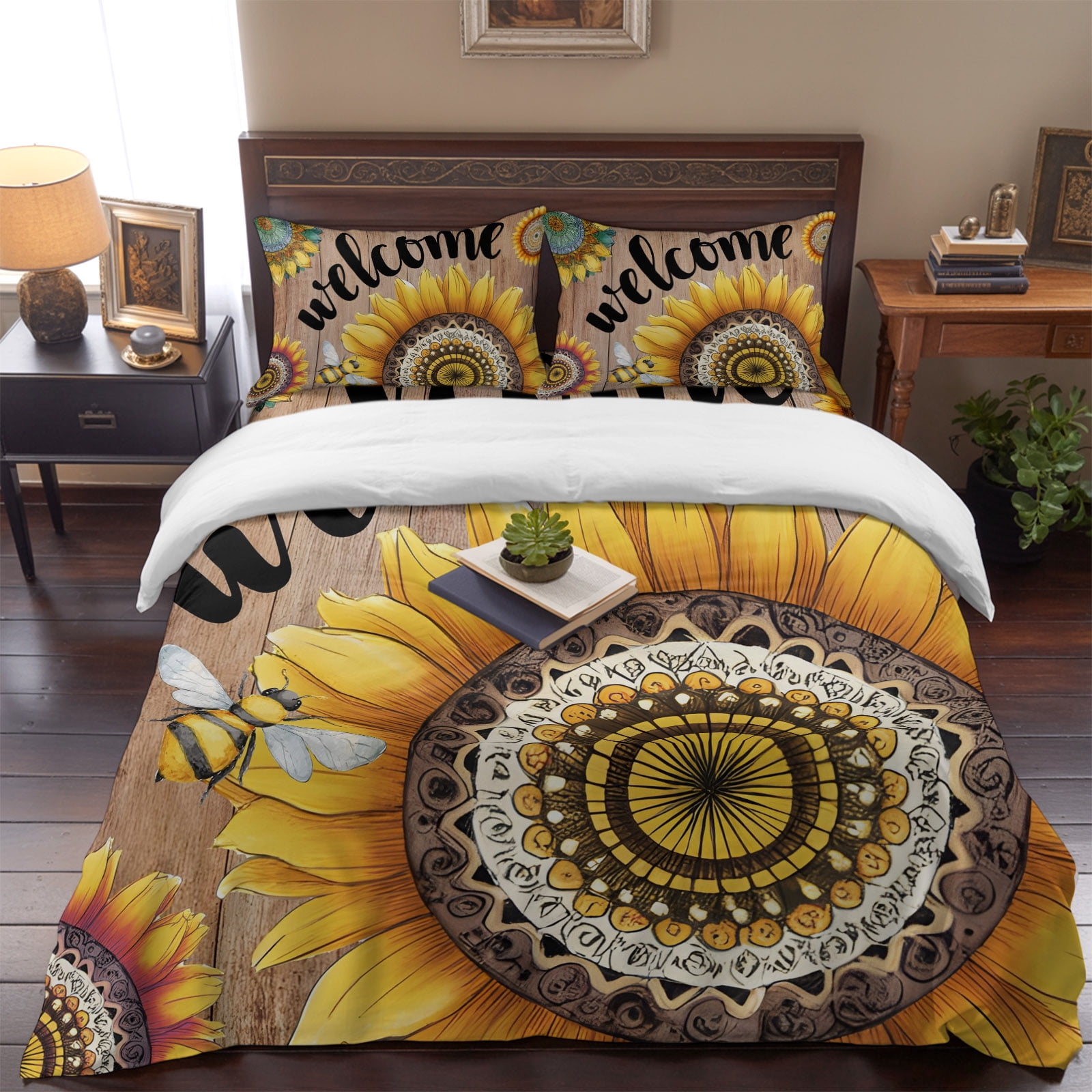 California King Size Duvet Cover 4 Piece Bedding Set Spring Farm ...