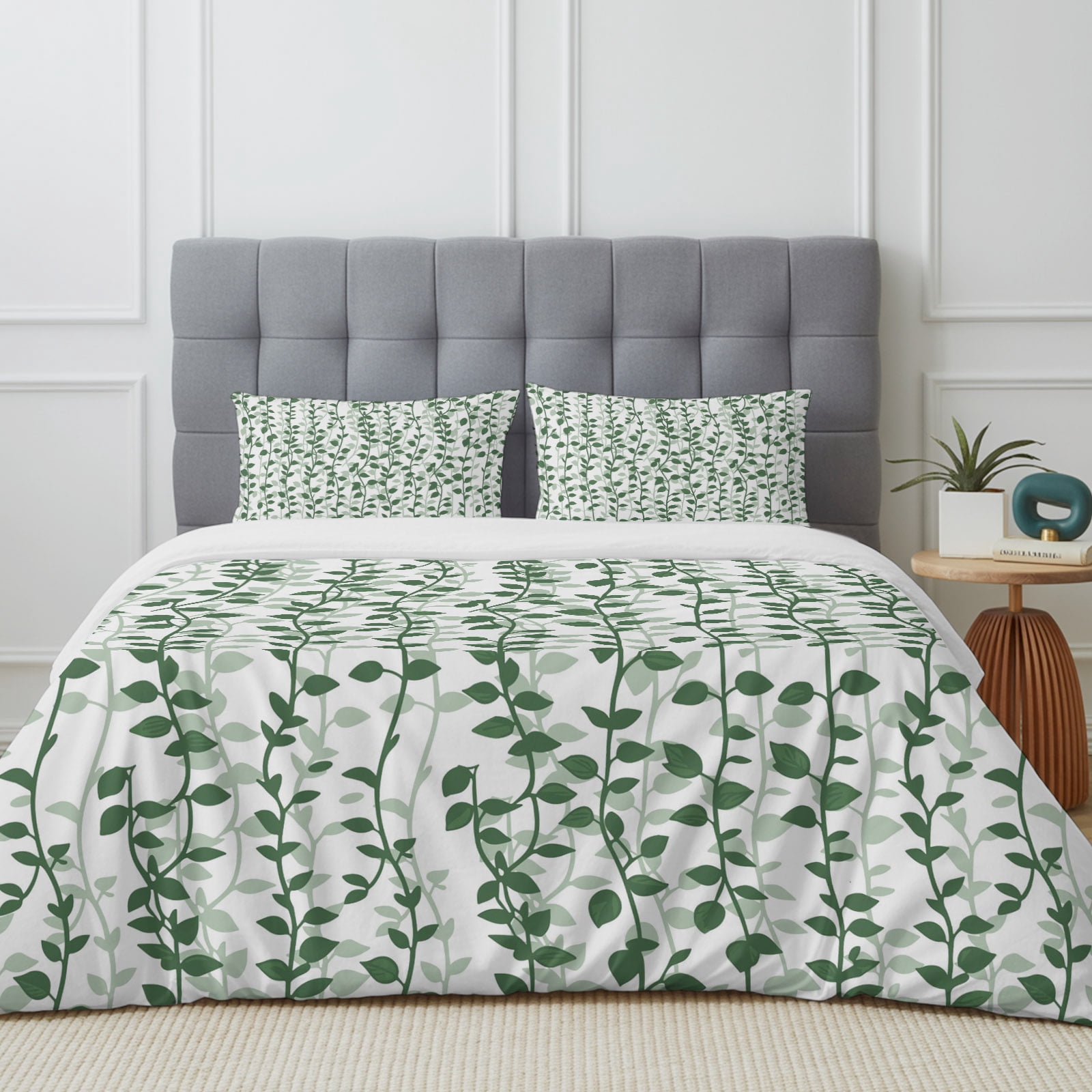 California King Size Duvet Cover 4 Piece Bedding Set Spring Plants Ivy ...