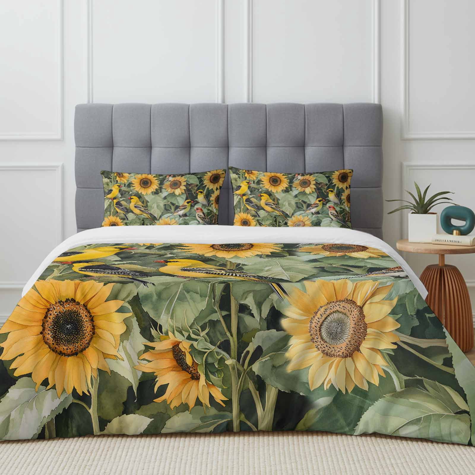 California King Size Duvet Cover 4 Piece Bedding Set Summer Sunflower ...