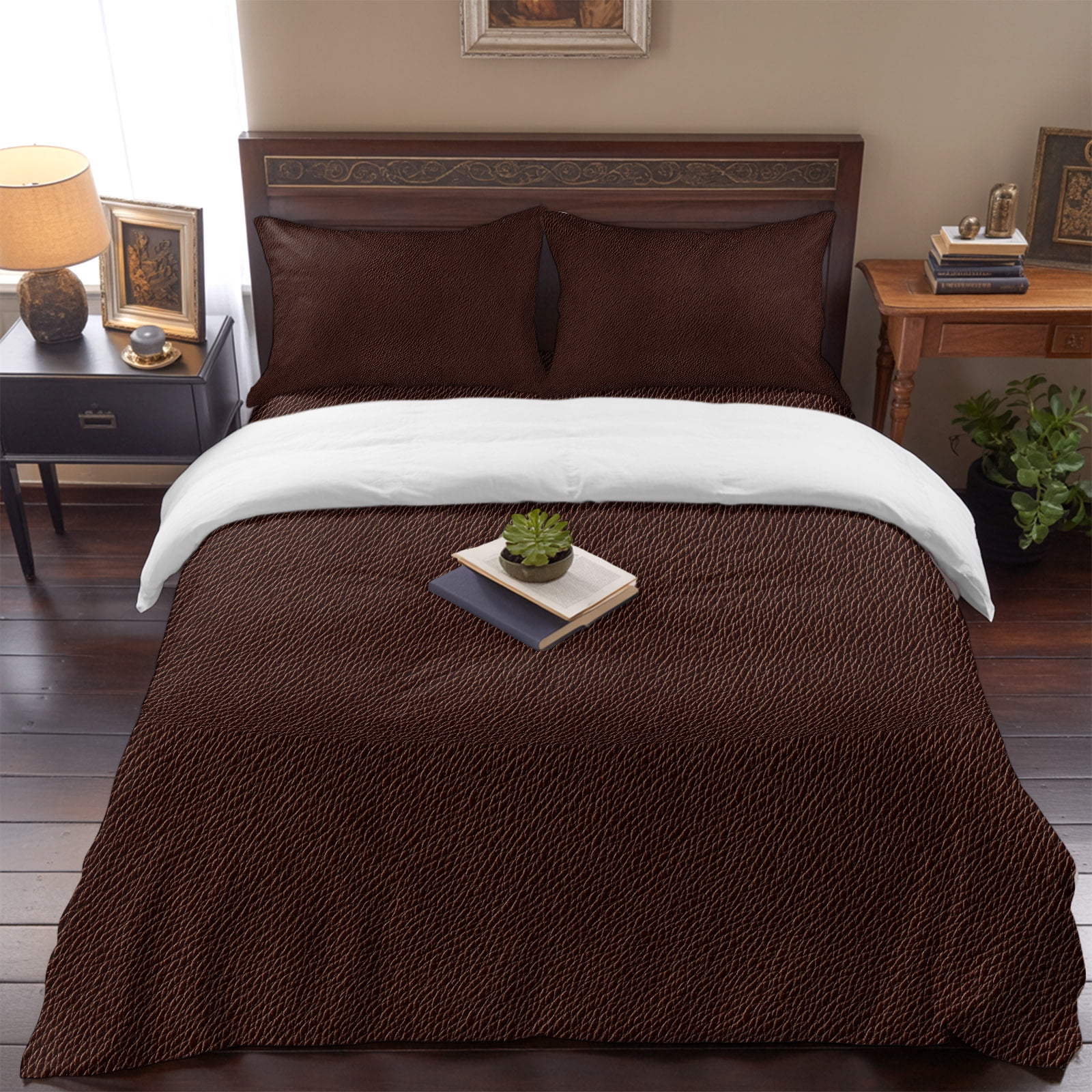 California King Size Duvet Cover 4 Piece Bedding Set Vintage Brown ...