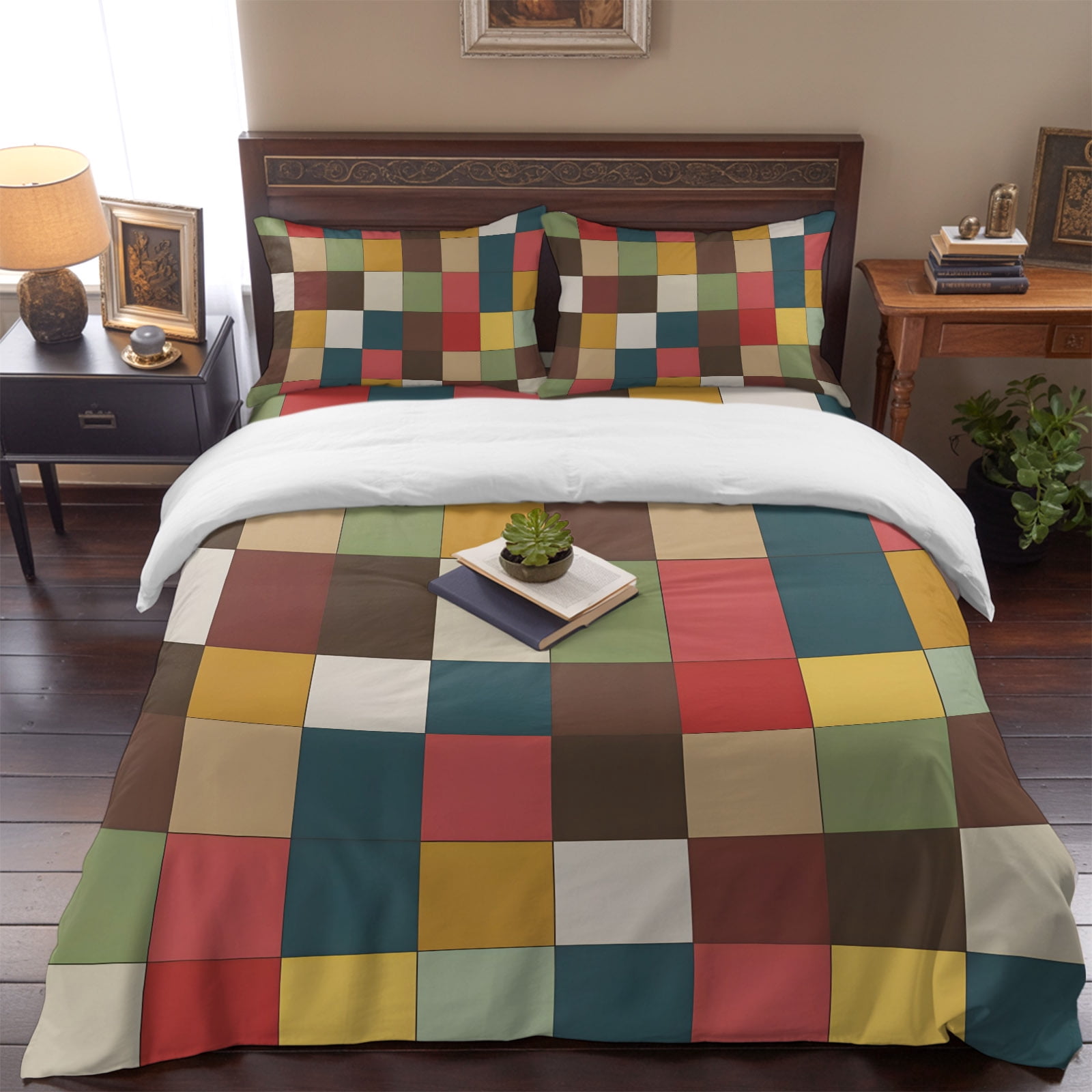 California King Size Duvet Cover 4 Piece Bedding Set Vintage Pink Red ...