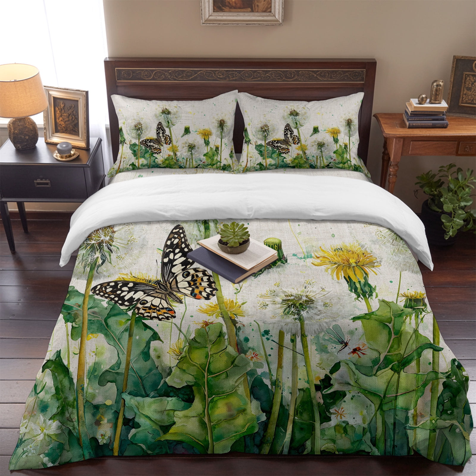 California King Size Duvet Cover 4 Piece Bedding Set Watercolor Spring ...