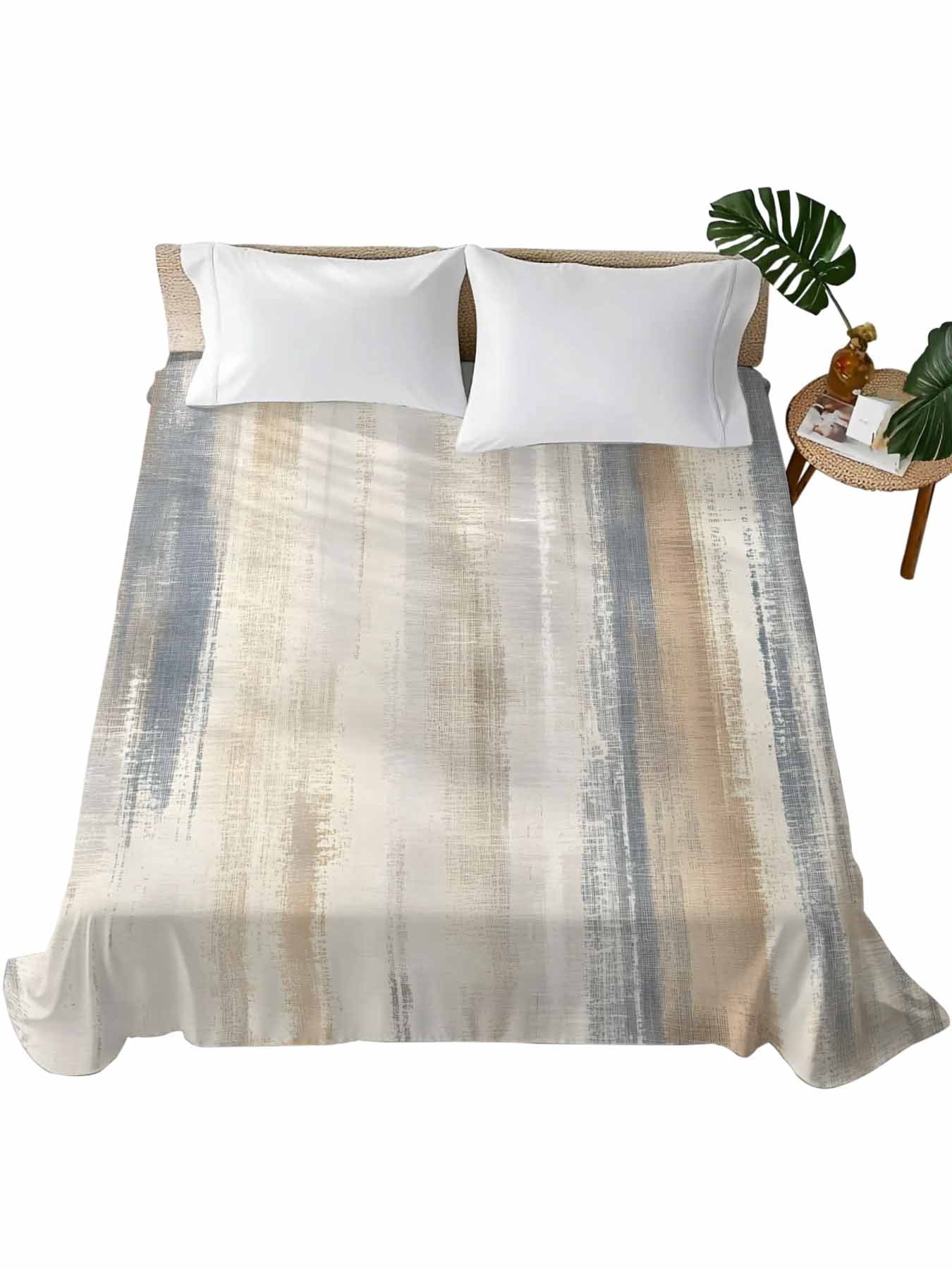 California King Size Flat Sheet Only, Beige Grey Soft Brushed ...