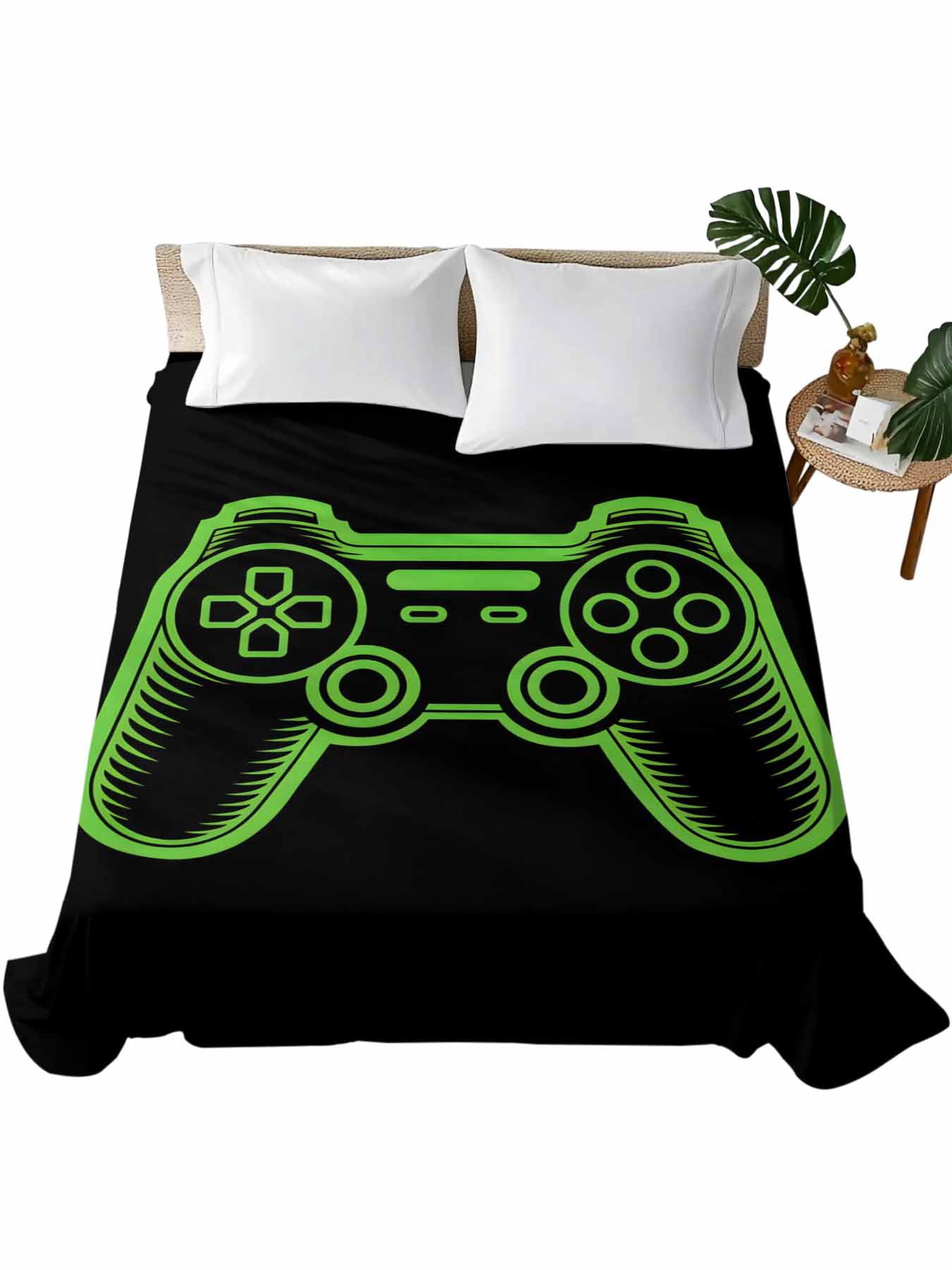 King Size Flat Sheet Only, Green Game Controller Soft Brushed ...