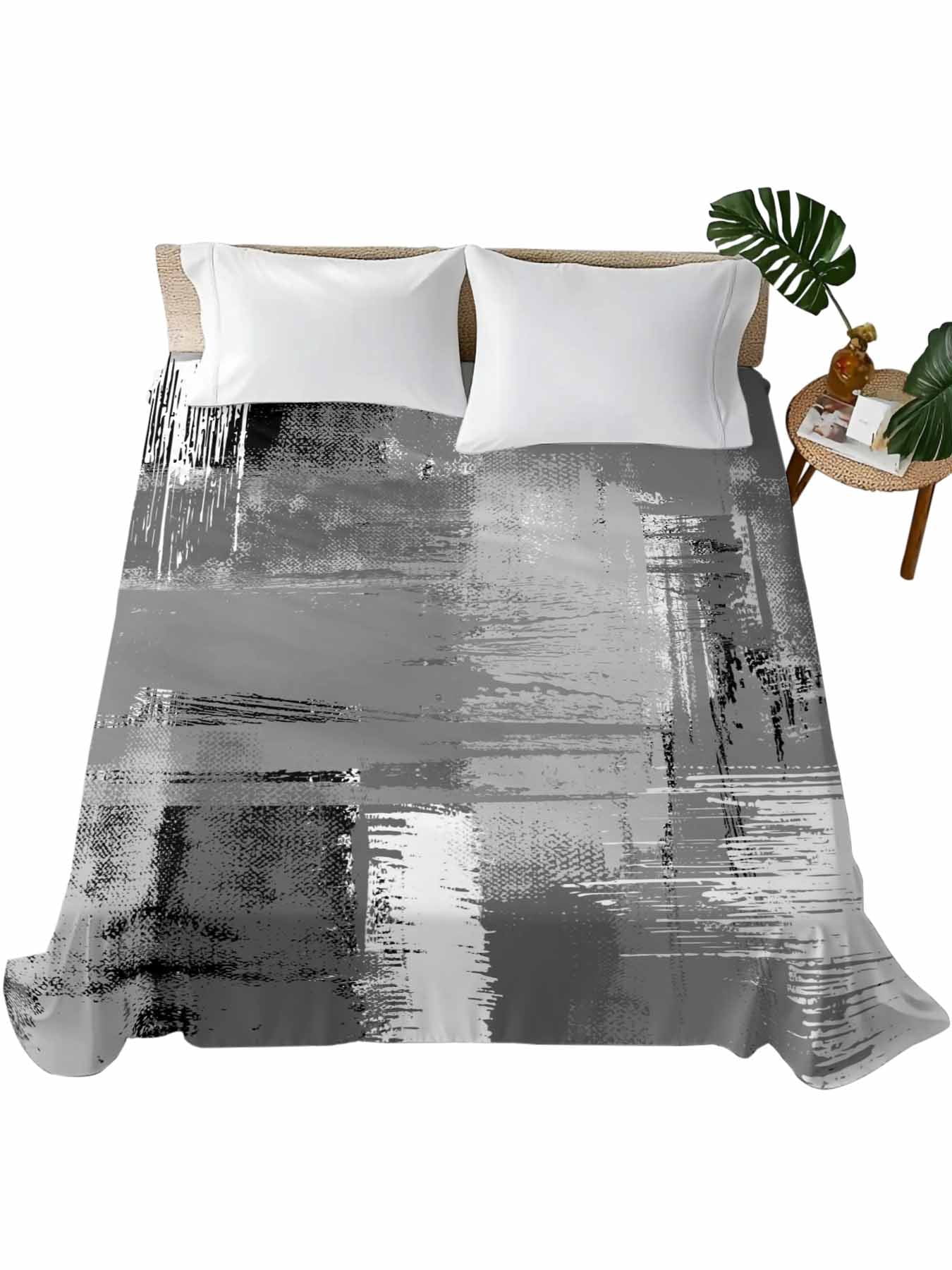 California King Size Flat Sheet Only, Grey Abstract Soft Brushed ...