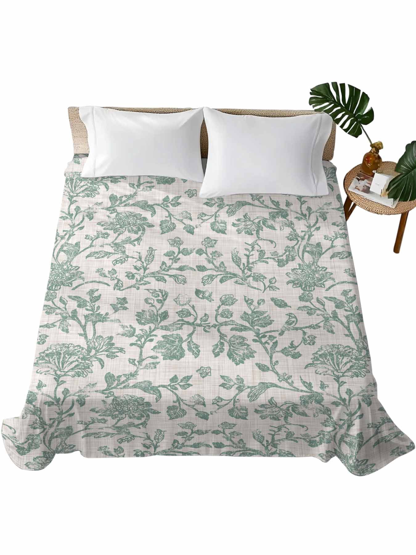 California King Size Flat Sheet Only, Turquoise Farmhouse Soft Brushed ...