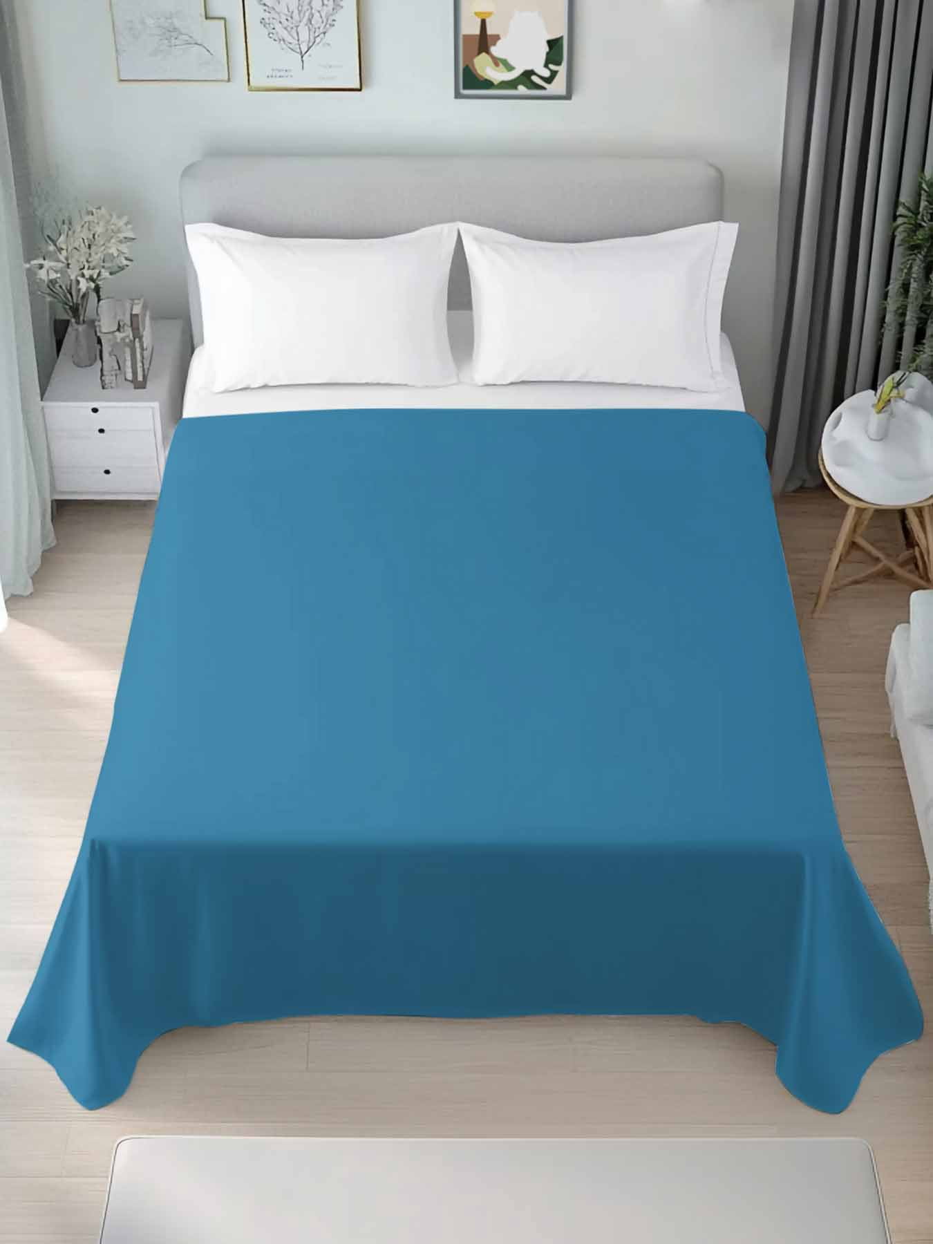 King Size Flat Sheet Only, Wave Ride Soft Brushed Microfiber Bed Sheets ...