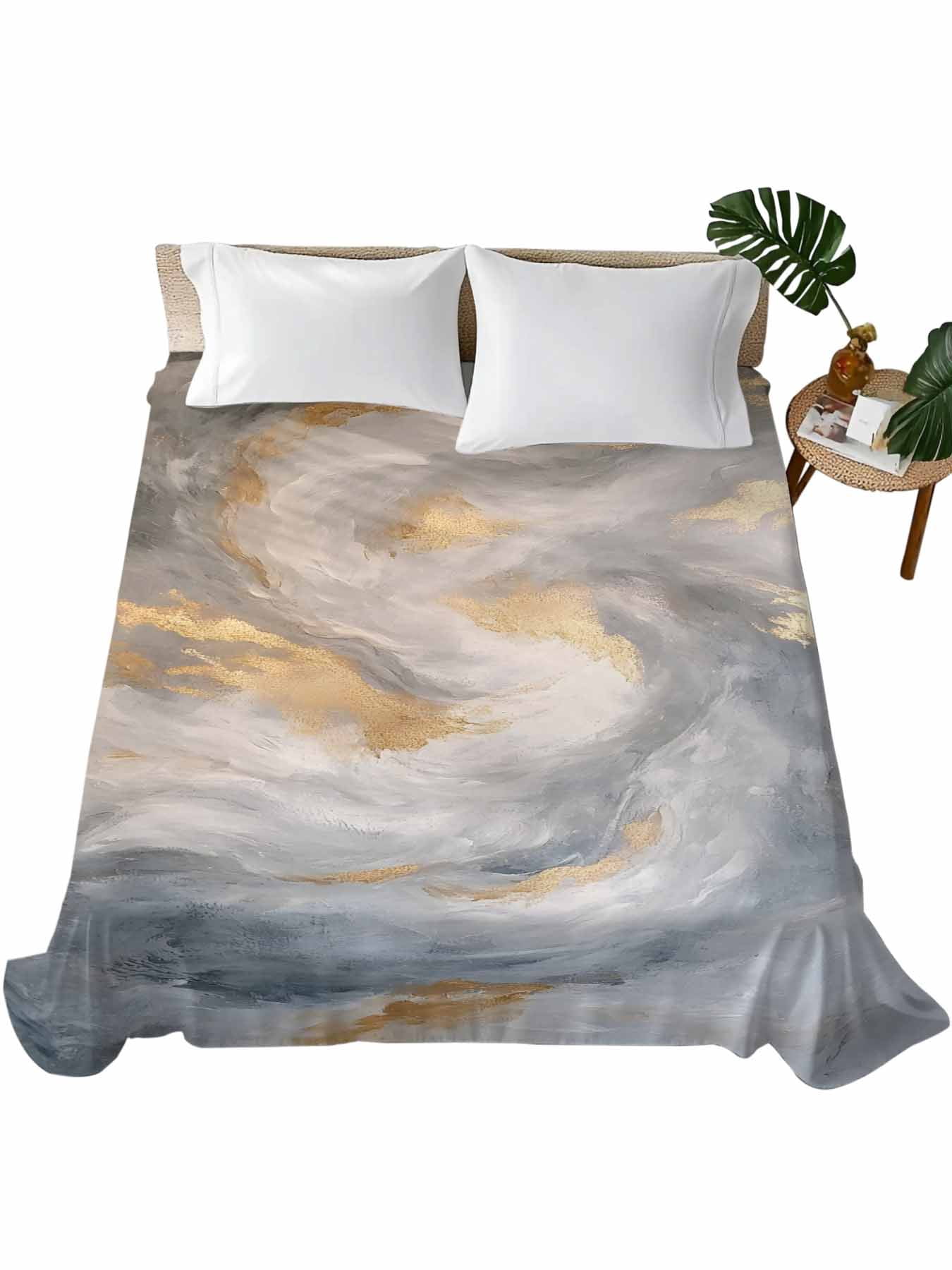 California King Size Flat Sheet Only, Yellow Grey Ombre Soft Brushed ...