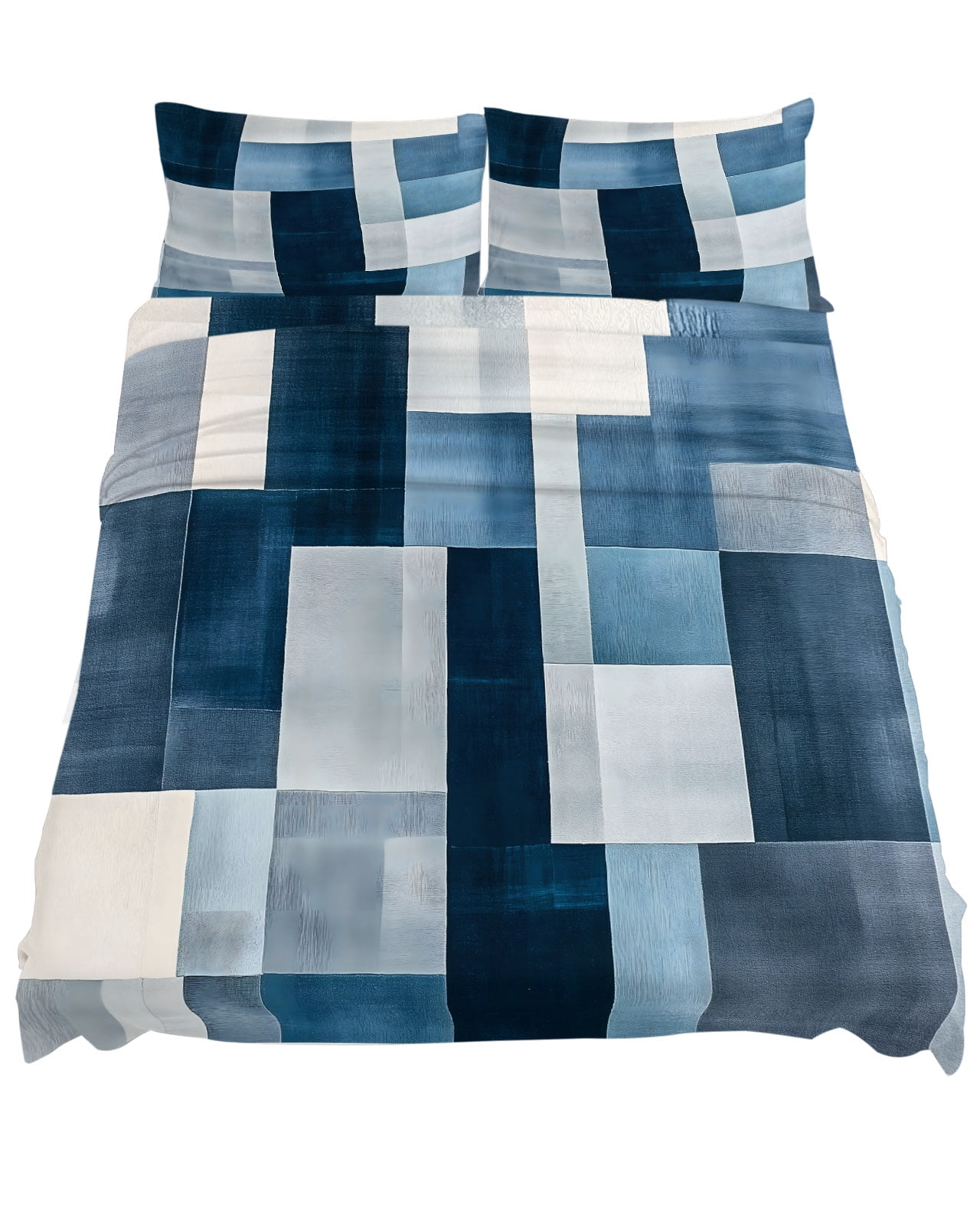California King Size Gray Blue Sheet Sets Modern Square Graffiti ...