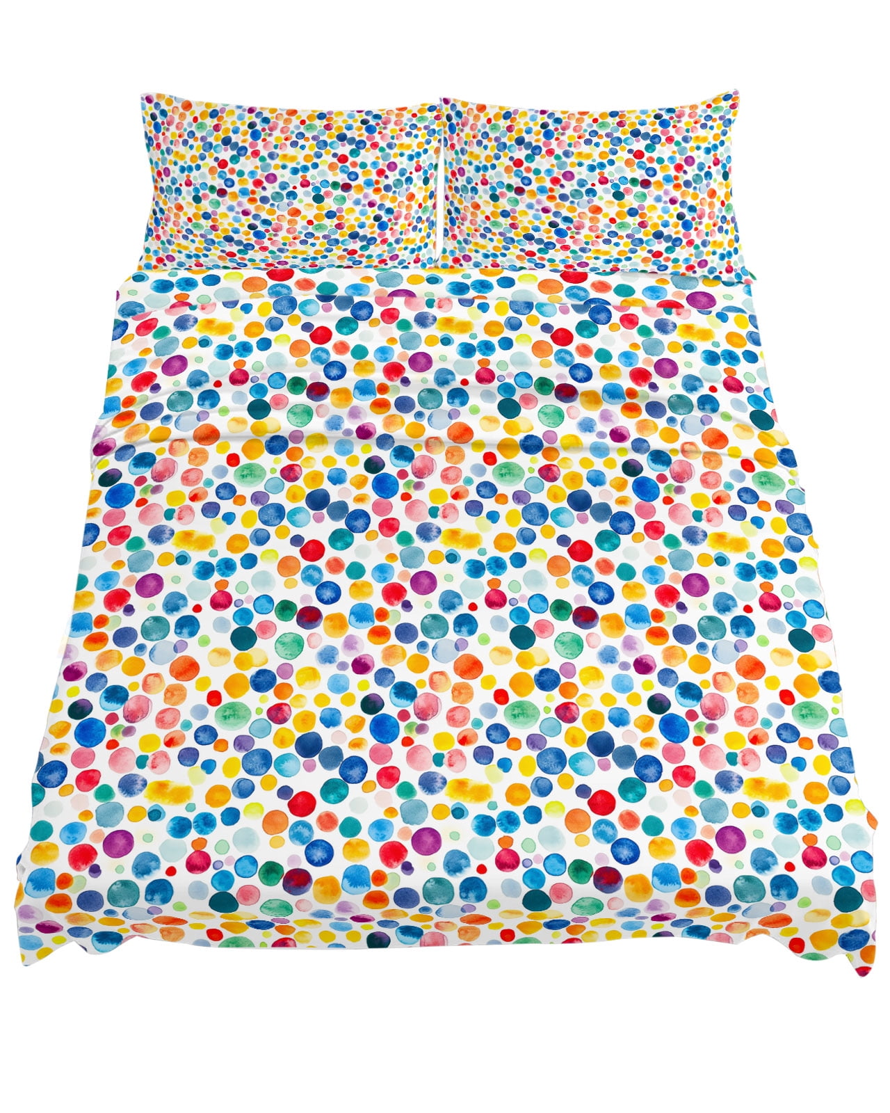 California King Size Polka Dots Sheet Sets Watercolor Blue Yellow Red ...