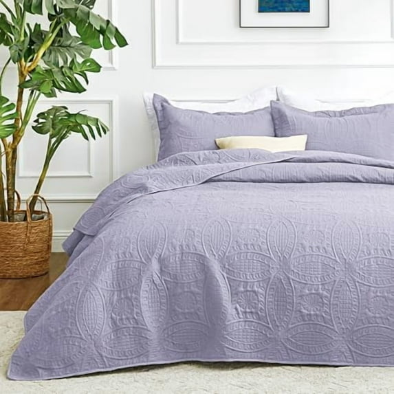 California King Size Quilt Bedding Set Lavender Bedspreads - Cal King ...
