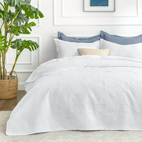 California King Size Quilt Bedding Set White Bedspreads - Cal King ...