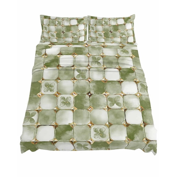 California King Size Sage Green Crystal Flower Sheet Sets Irregular ...