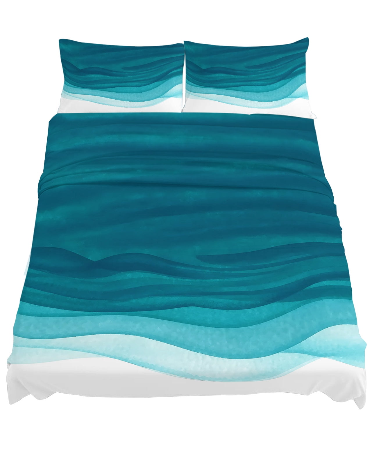 California King Size Teal Gradient Sheet Sets Watercolor Abstract Teal ...