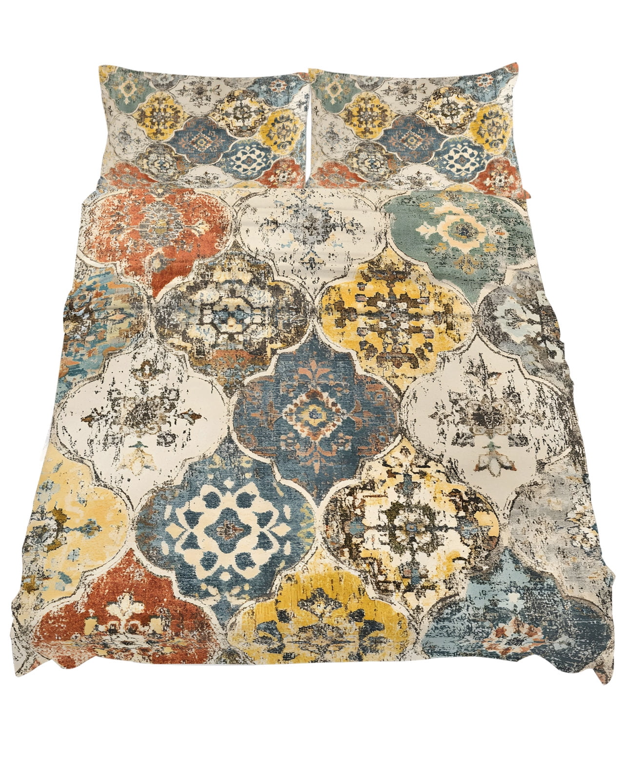 California King Size Vintage Boho Sheet Sets Geometric Morocco Ethnic ...
