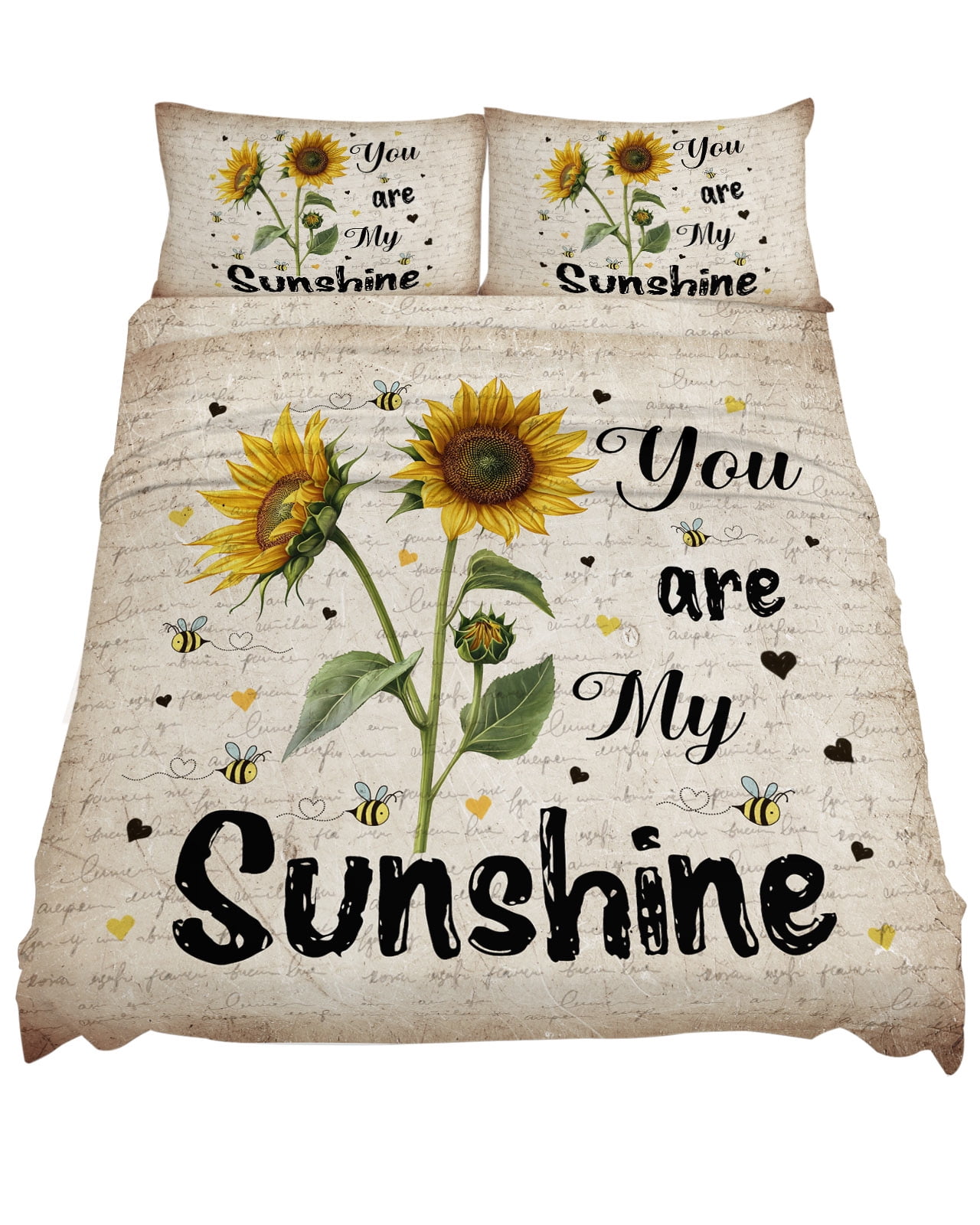 California King Size Vintage Sunflower Sheet Sets You Are My Sunshine ...