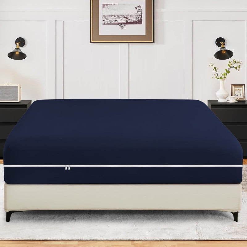 California-King Size Zippered Closure Fitted Sheet (72" x 84"), 1-Piece ...