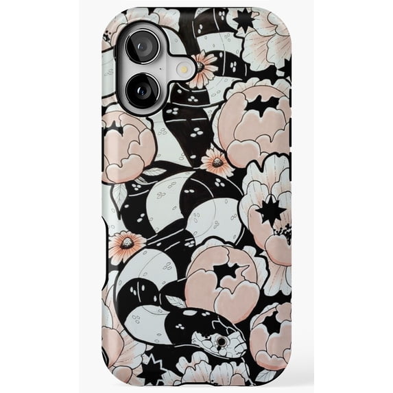 California Kingsnake Floral Peonies Art Phone Case for iPhone 17 16 15 ...